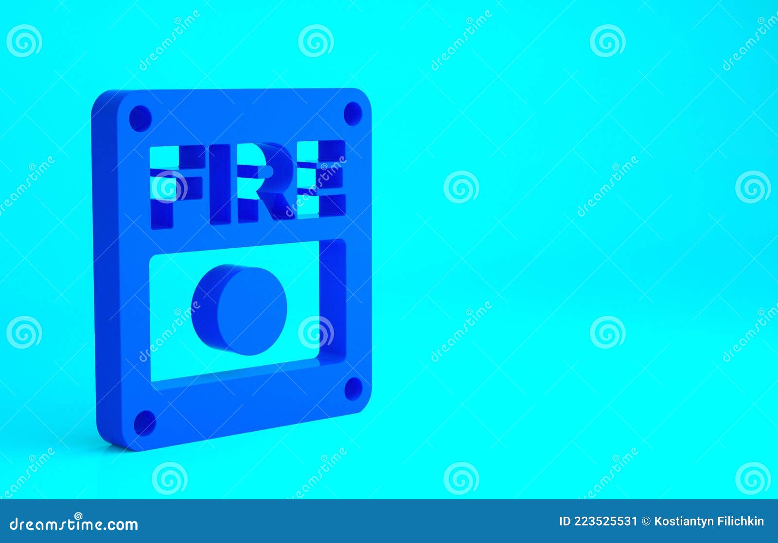 Blue Fire Alarm System Icon Isolated on Blue Background. Pull Danger ...