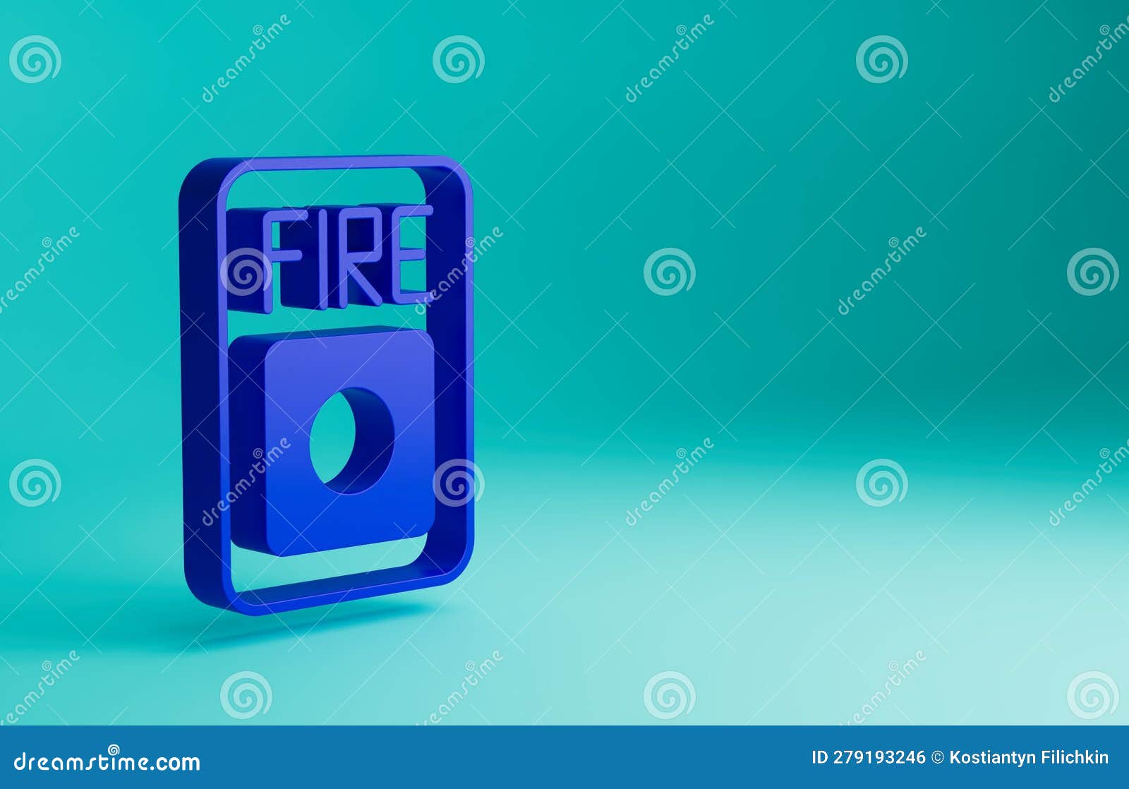 Blue Fire Alarm System Icon Isolated on Blue Background. Pull Danger ...