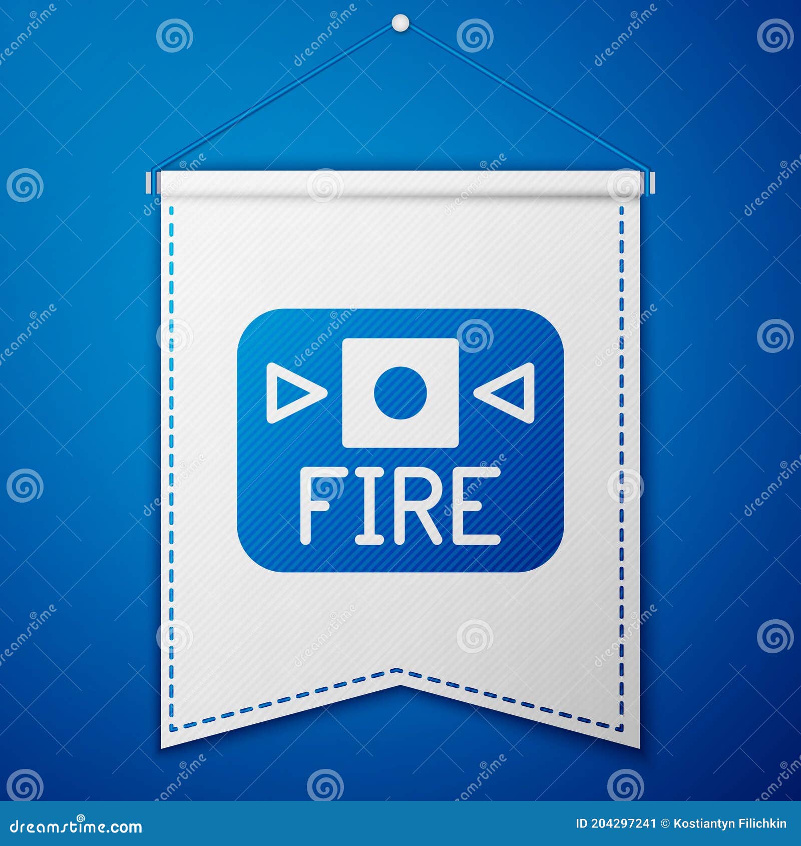 Blue Fire Alarm System Icon Isolated on Blue Background. Pull Danger ...