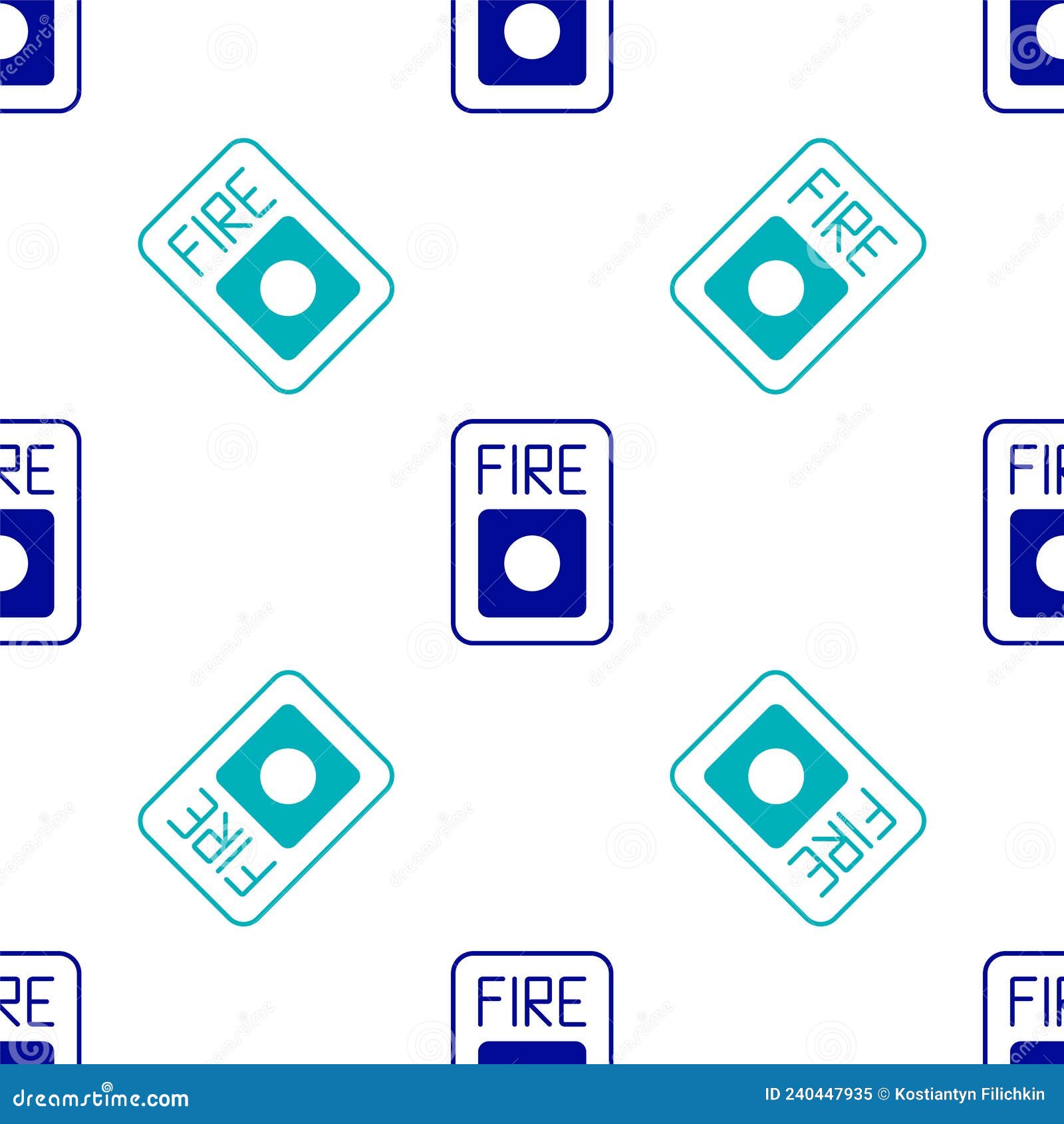 Blue Fire Alarm System Icon Isolated Seamless Pattern on White ...