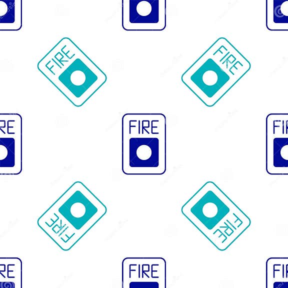 Blue Fire Alarm System Icon Isolated Seamless Pattern on White ...