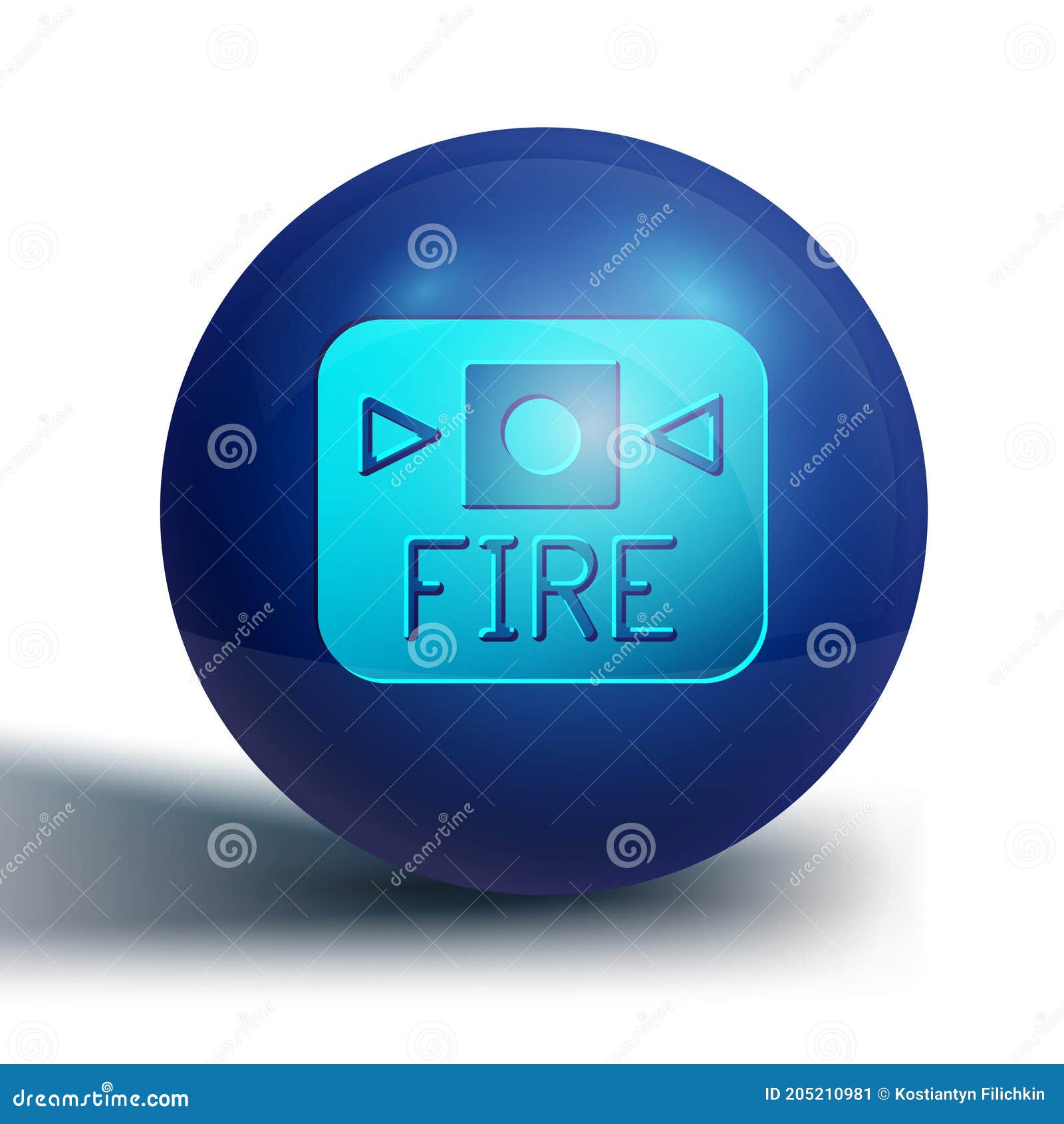 Blue Fire Alarm System Icon Isolated on White Background. Pull Danger ...