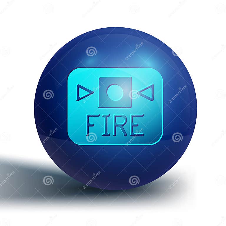 Blue Fire Alarm System Icon Isolated on White Background. Pull Danger ...