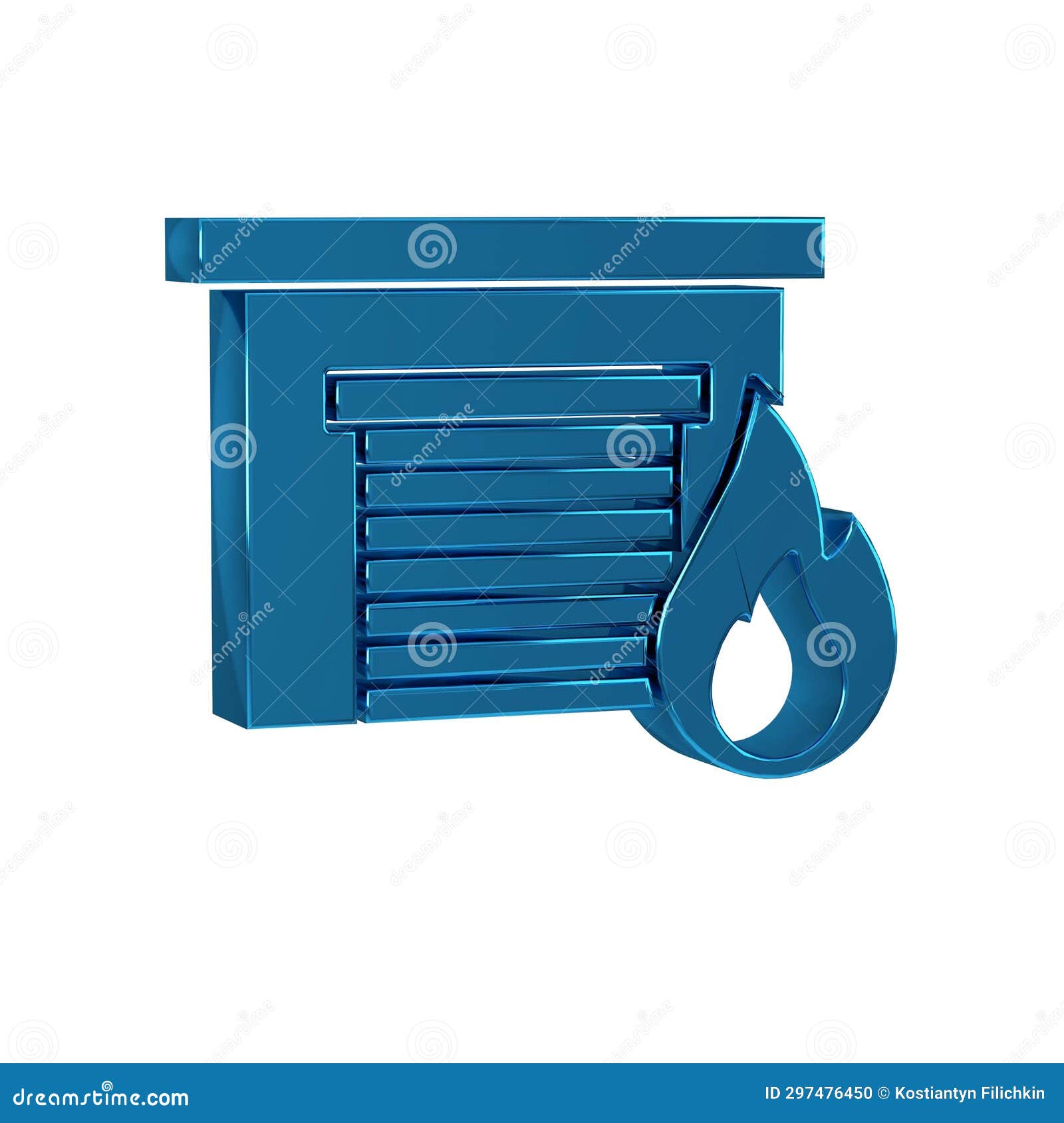 Blue Fire in Burning Garage Icon Isolated on Transparent Background ...