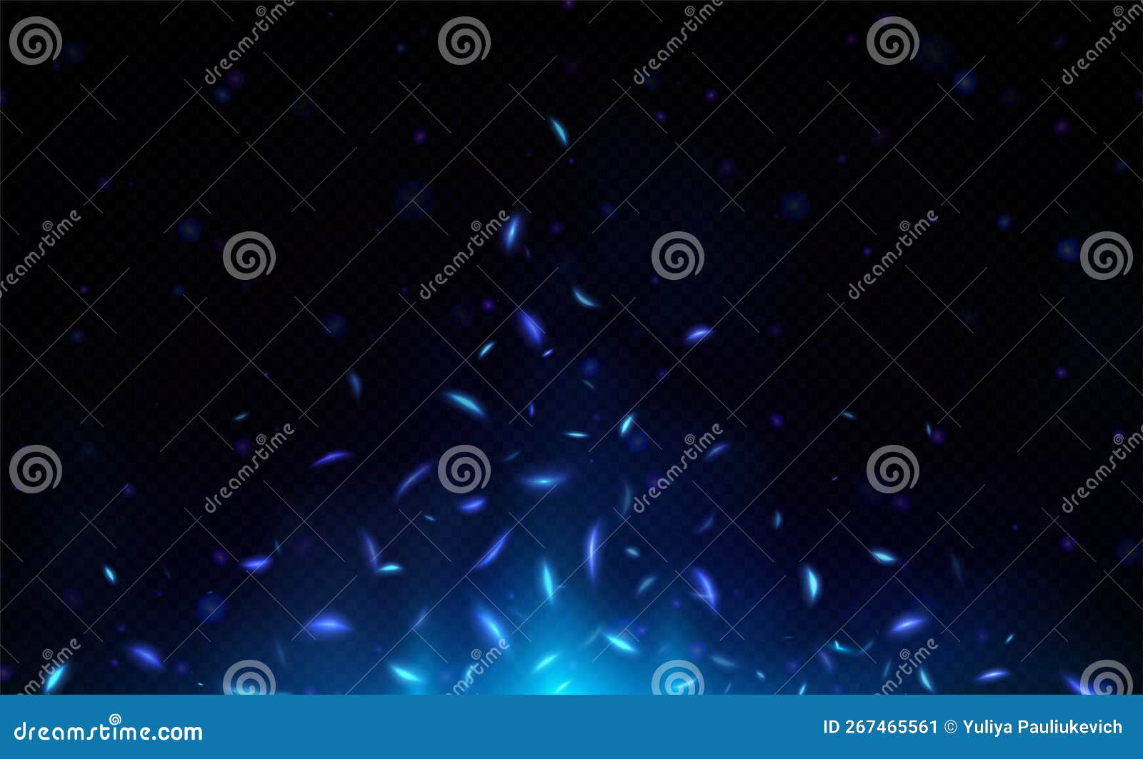 Blue Fire Effect with Flying Light Sparks Stock Illustration ...