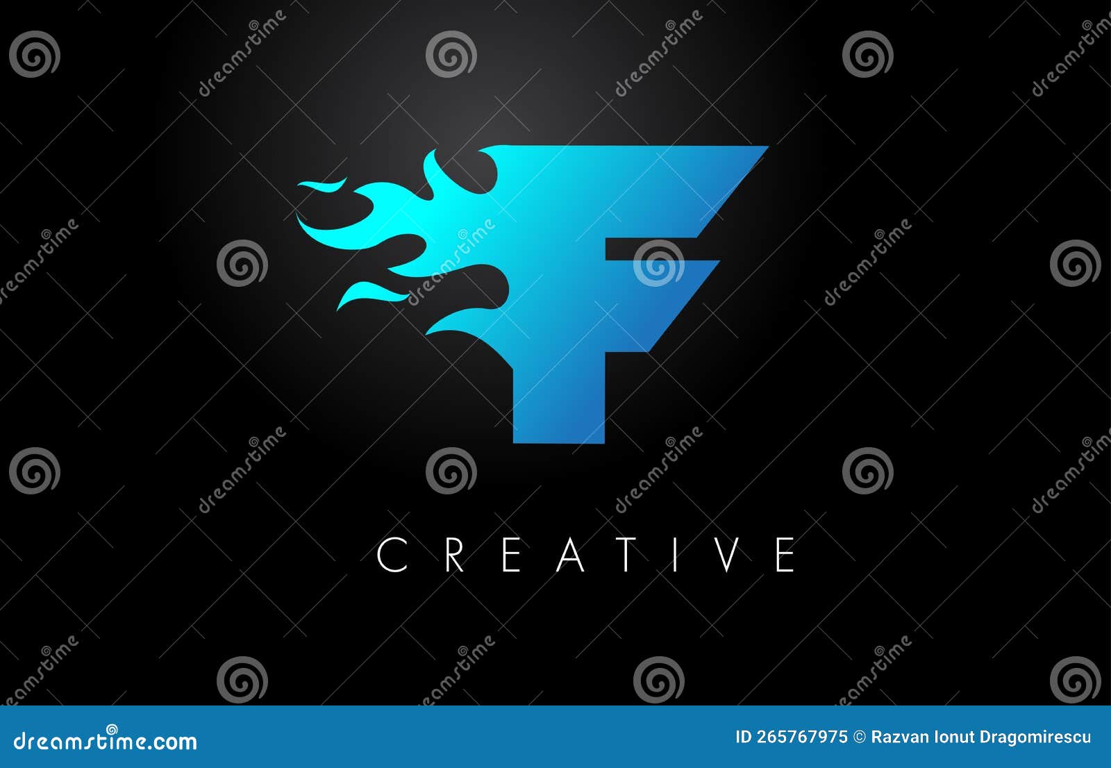 Blue Fire Blue F Letter Flame Logo Design. Fire Logo Lettering Concept ...