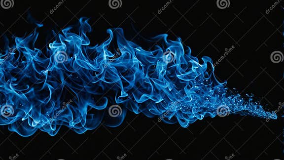 Blue Fire Flame on Black Background Stock Illustration - Illustration ...