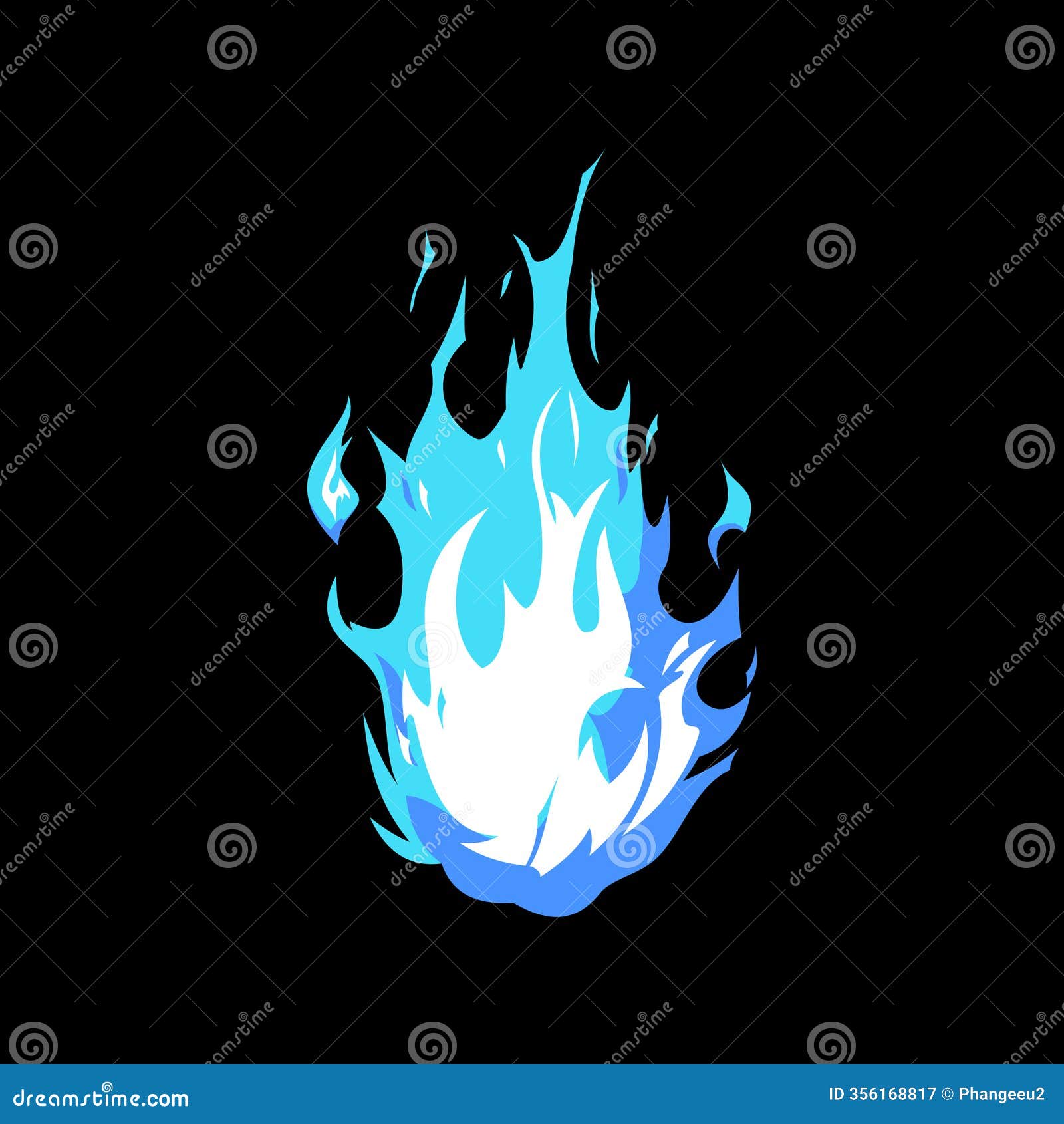 Blue Fire Flame Flat Cartoon Stock Vector - Illustration of artwork ...