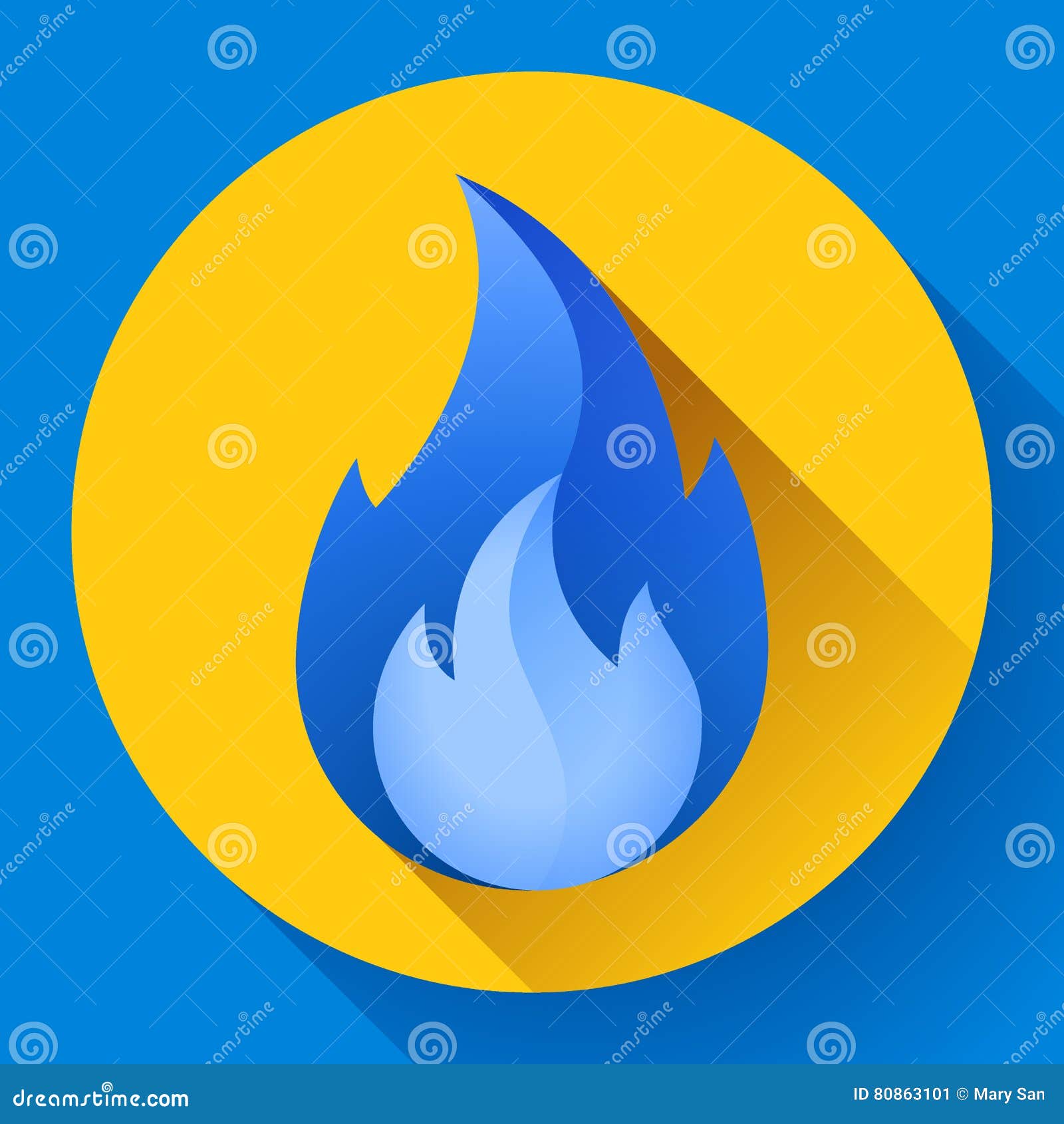 Blue Fire Flame Icon Vector Illustration Stock Vector - Illustration of ...