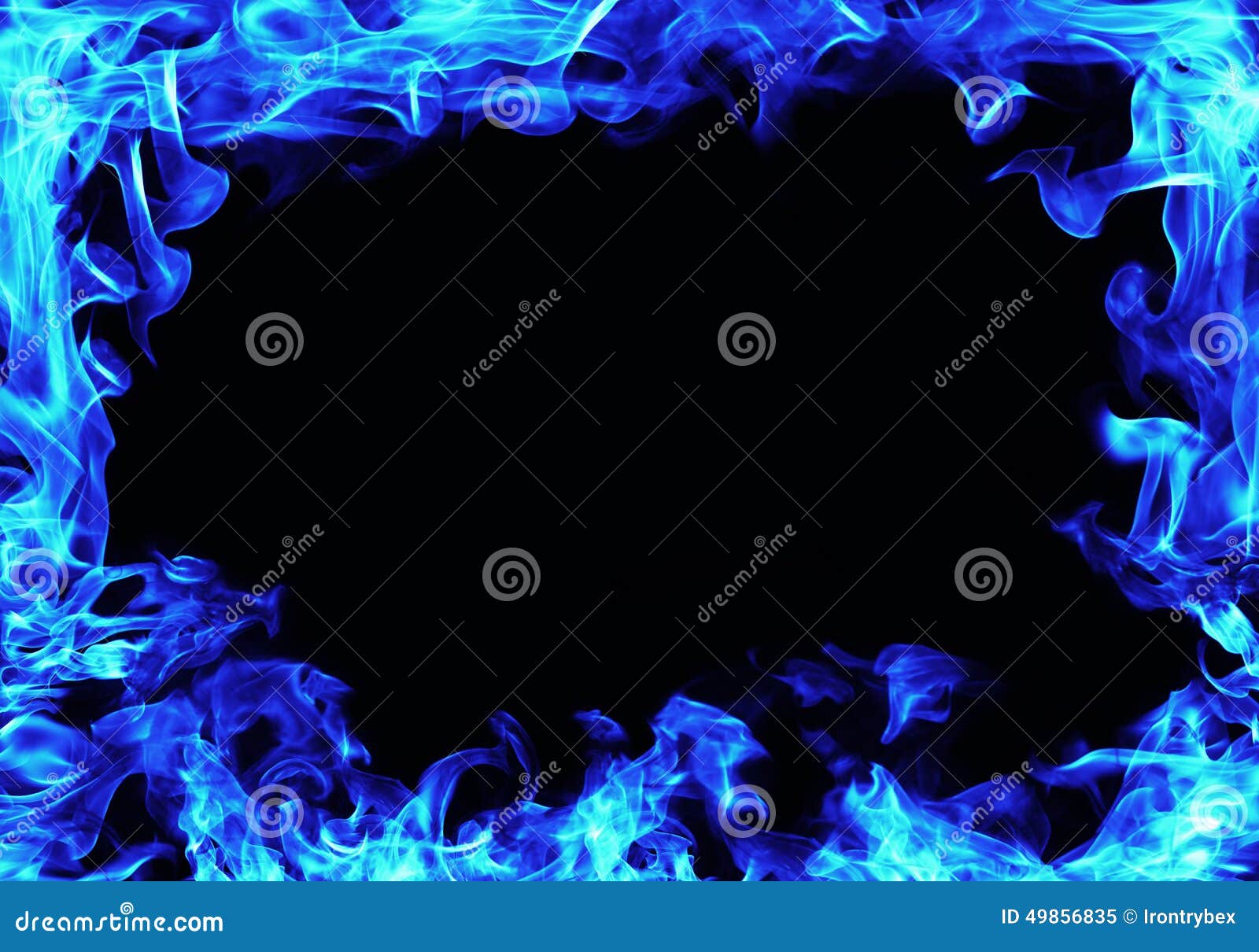 Blue fire flames frame stock image. Image of detail, flame - 49856835