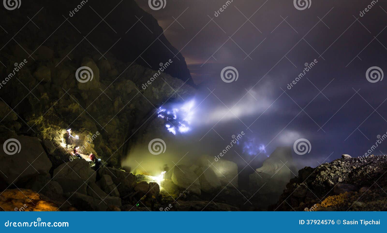 Blue Fire A Flow Of Liquid Sulfur Royalty-Free Stock Image ...