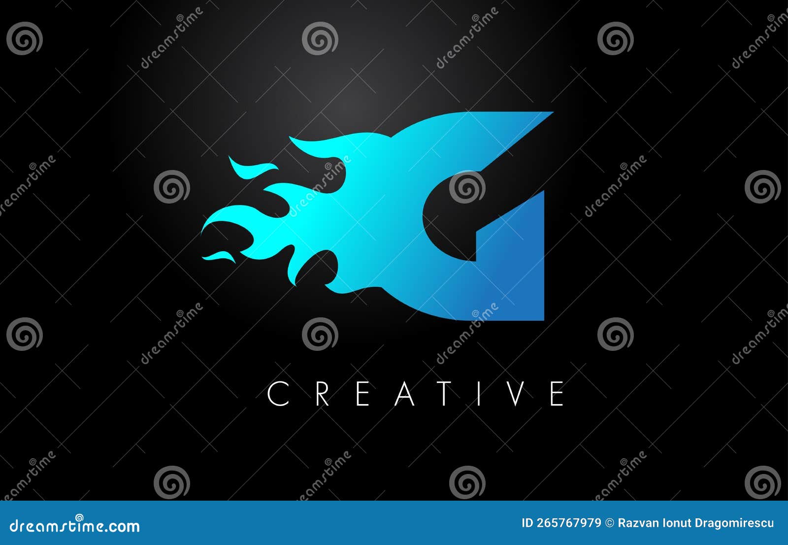 Blue Fire Blue G Letter Flame Logo Design. Fire Logo Lettering Concept ...