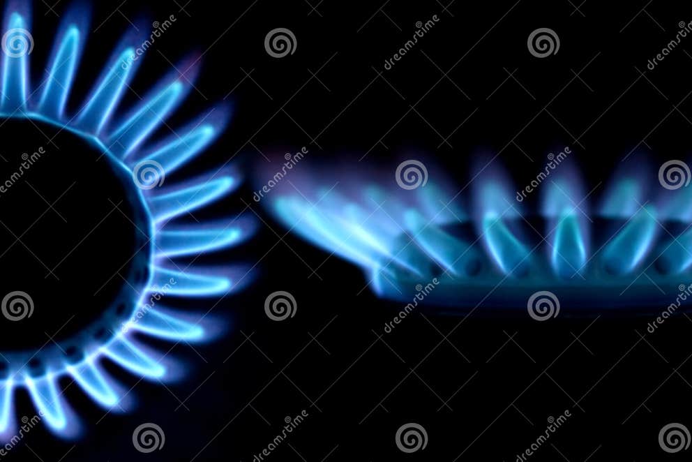 Blue fire of a gas stock photo. Image of cooker, natural - 6969078