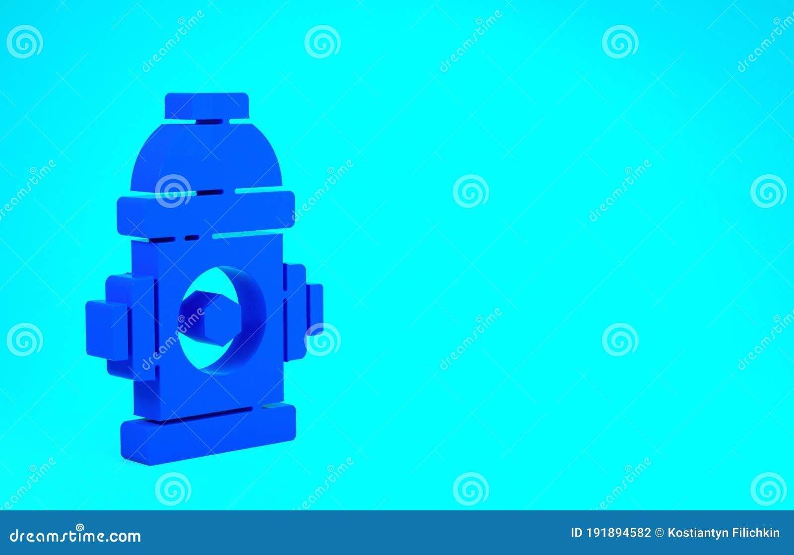Blue Fire Hydrant Icon Isolated on Blue Background. Minimalism Concept ...