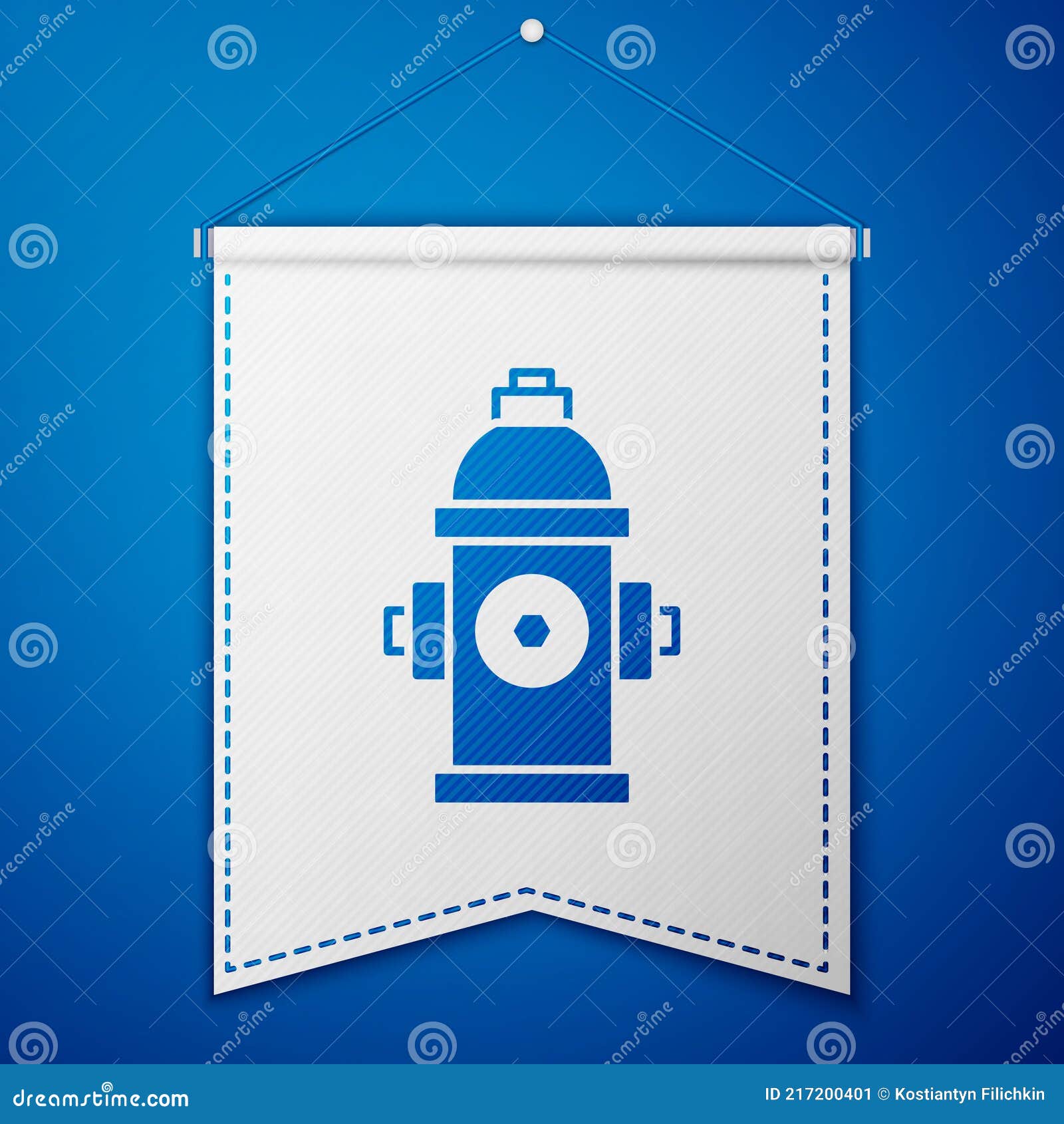 Blue Fire Hydrant Icon Isolated on Blue Background. White Pennant ...