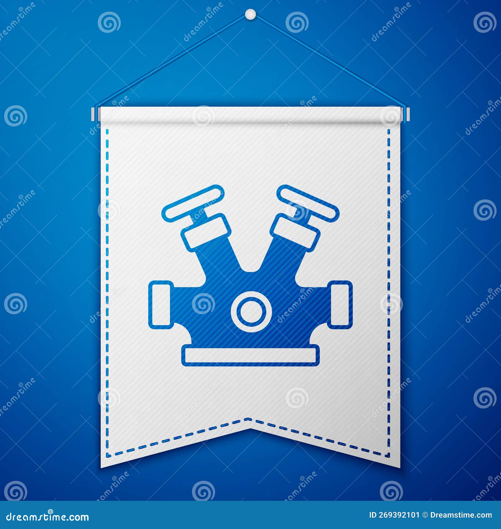 Blue Fire Hydrant Icon Isolated on Blue Background. White Pennant ...