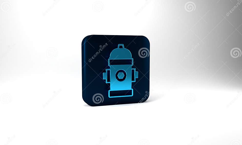 Blue Fire Hydrant Icon Isolated on Grey Background. Blue Square Button ...