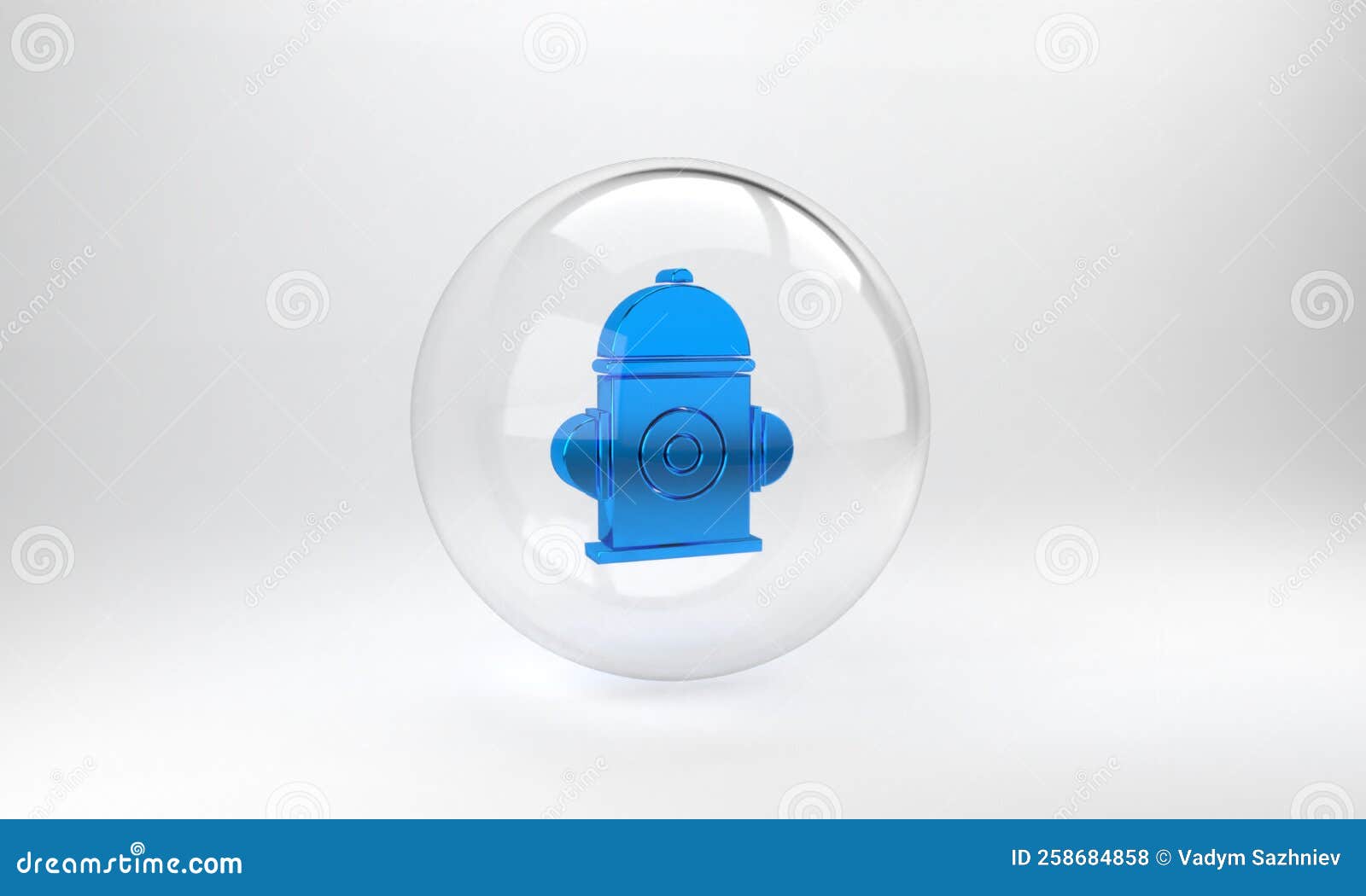 Blue Fire Hydrant Icon Isolated on Grey Background. Glass Circle Button ...