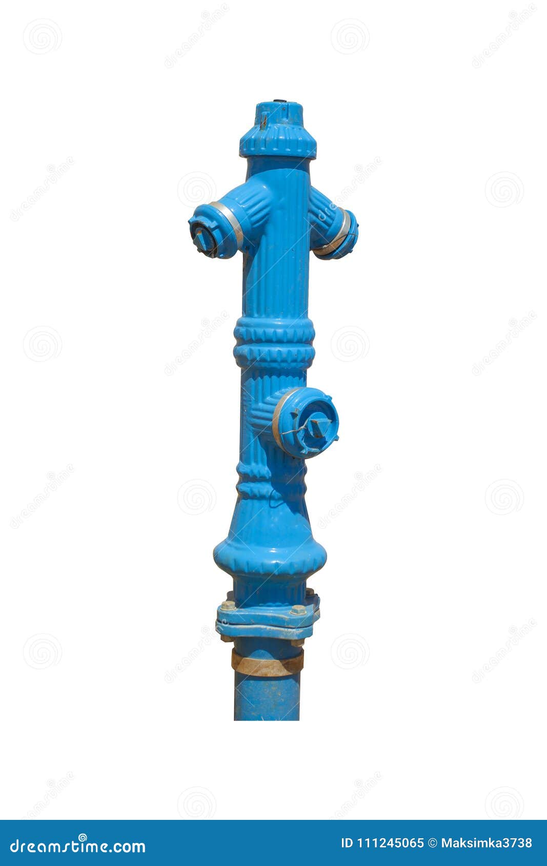 Blue fire hydrant isolated stock image. Image of couplings - 111245065