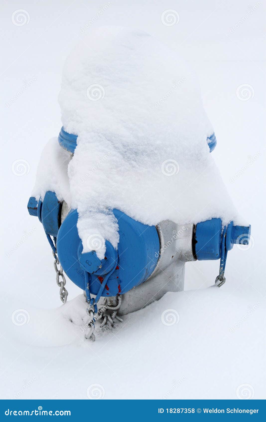 Blue fire hydrant in snow stock photo. Image of valve - 18287358