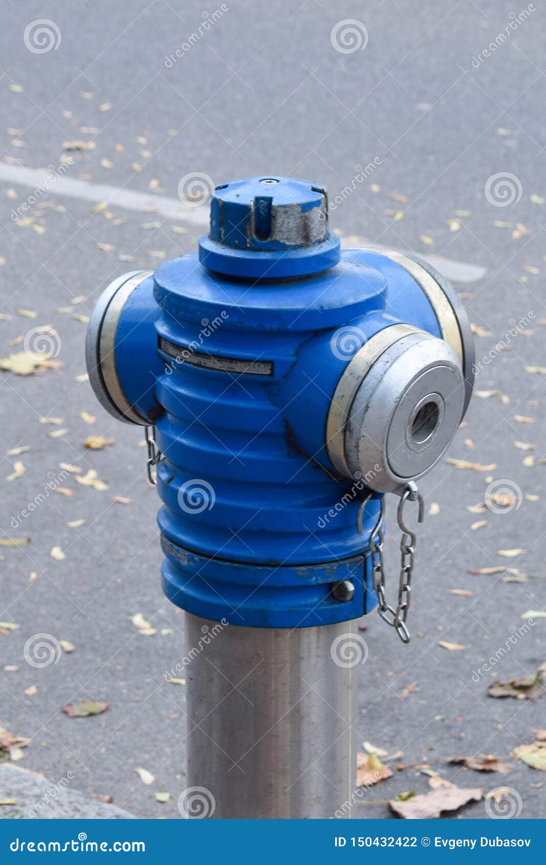 Blue Fire Hydrant on Street for Extinguish Stock Photo - Image of heavy ...