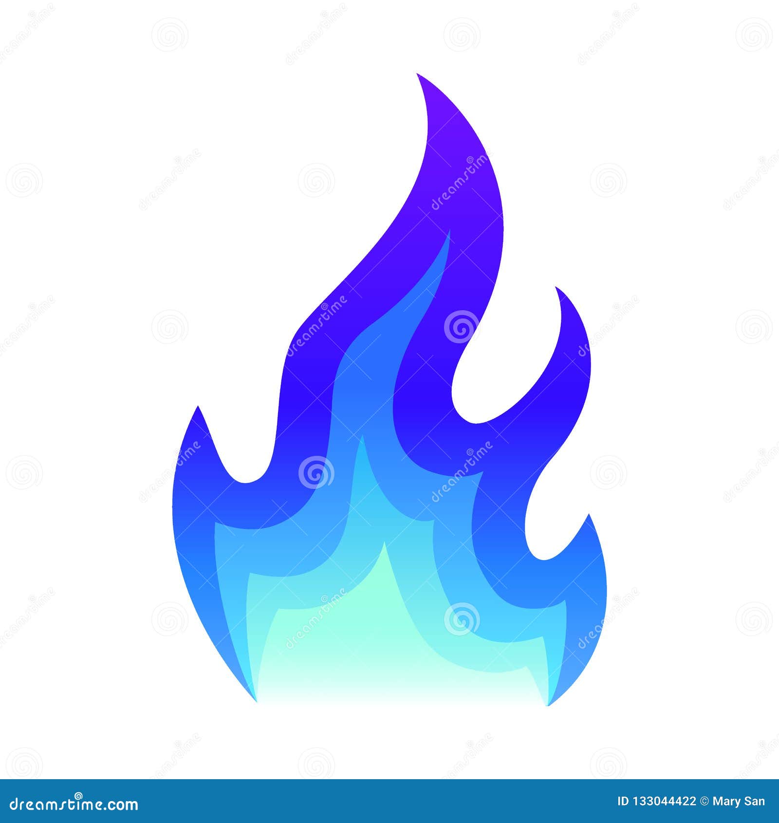 Blue Fire Icon Flat Fire Flame Vector Illustration. Blue Flame or ...
