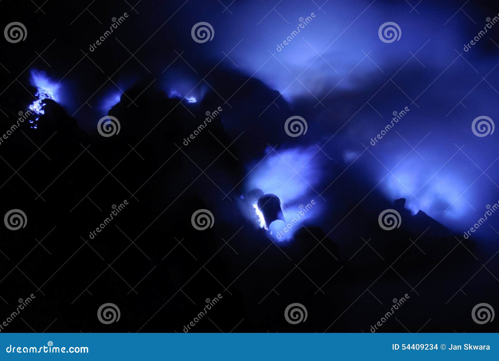 Blue Fire in Ijen Volcano, Travel Destination in Indonesia Stock Photo ...