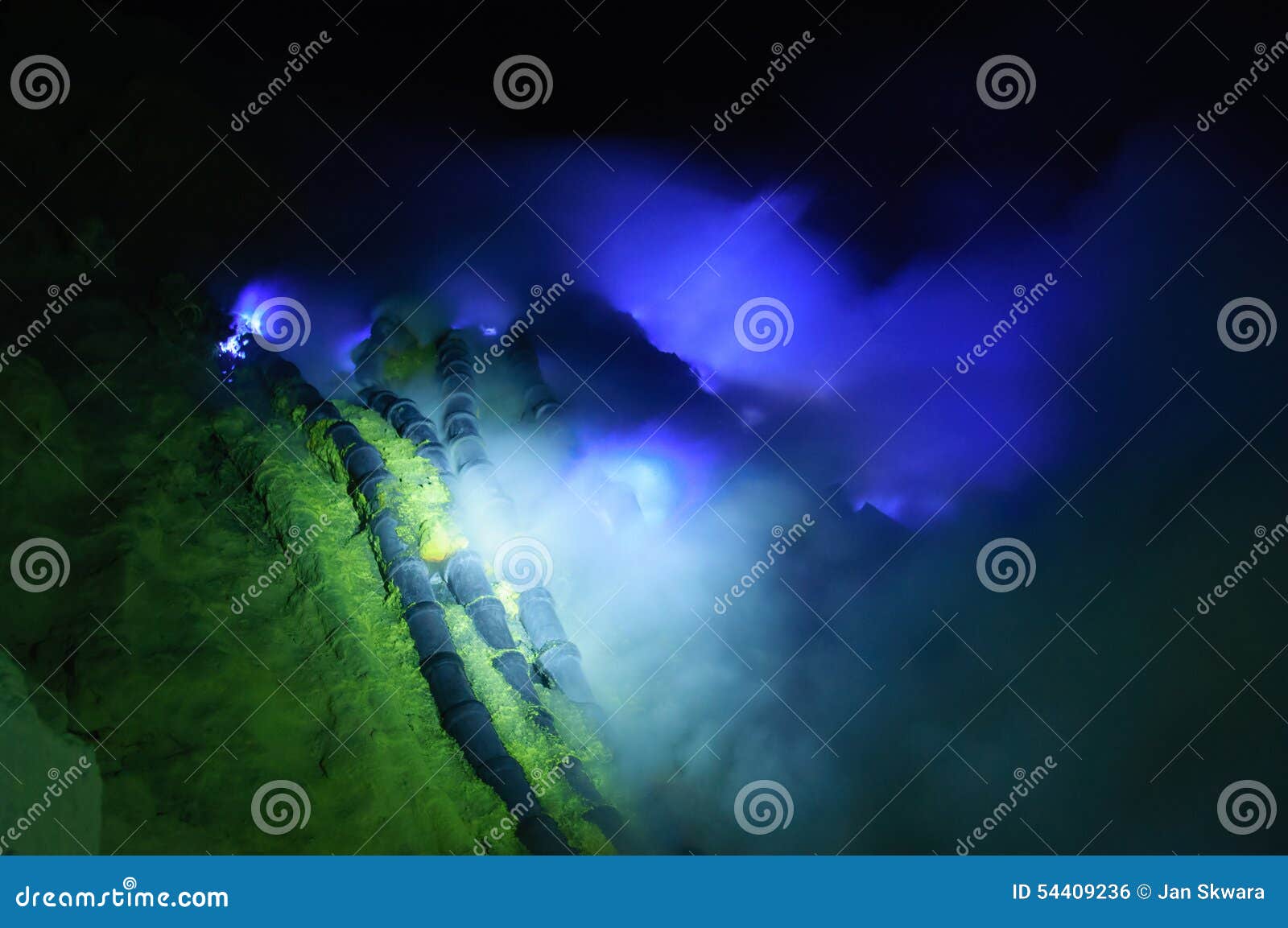 Blue Fire in Ijen Volcano, Travel Destination in Indonesia Stock Photo ...