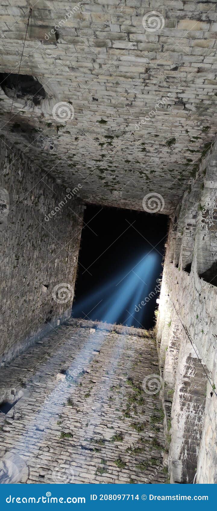 Blue fire inside the tower stock photo. Image of tunnel - 208097714