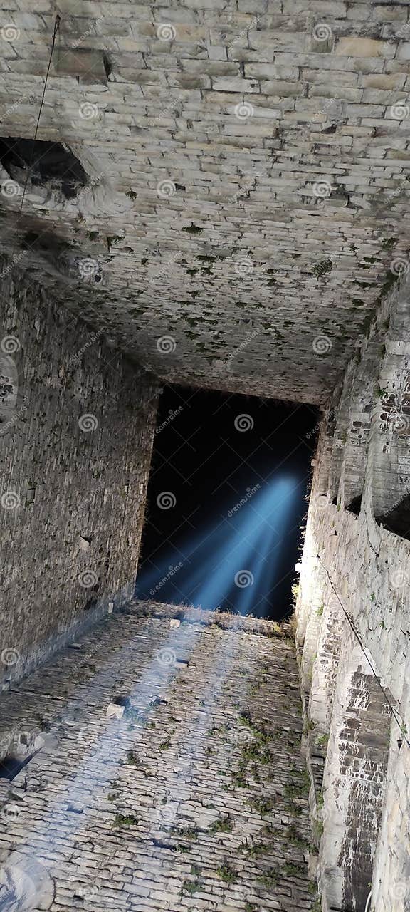 Blue fire inside the tower stock photo. Image of tunnel - 208097714