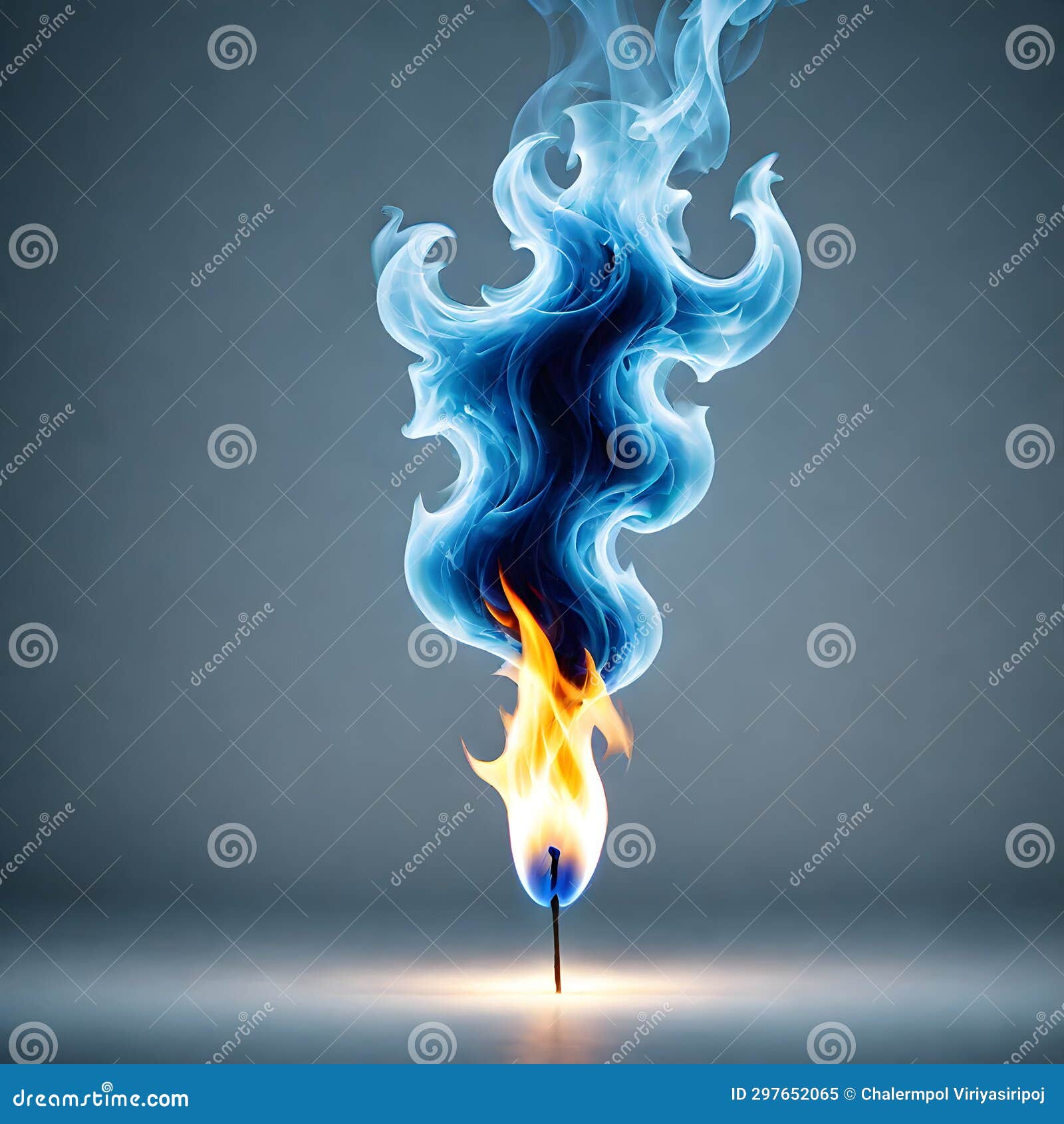 Blue Fire Isolated on White Background. Stock Illustration ...