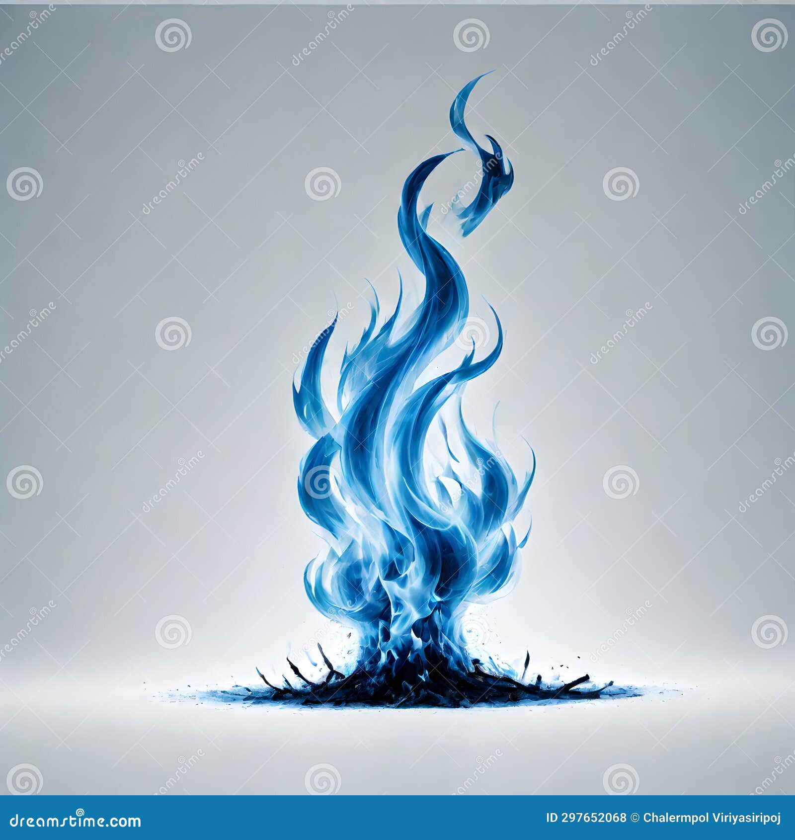 Blue Fire Isolated on White Background. Stock Illustration ...