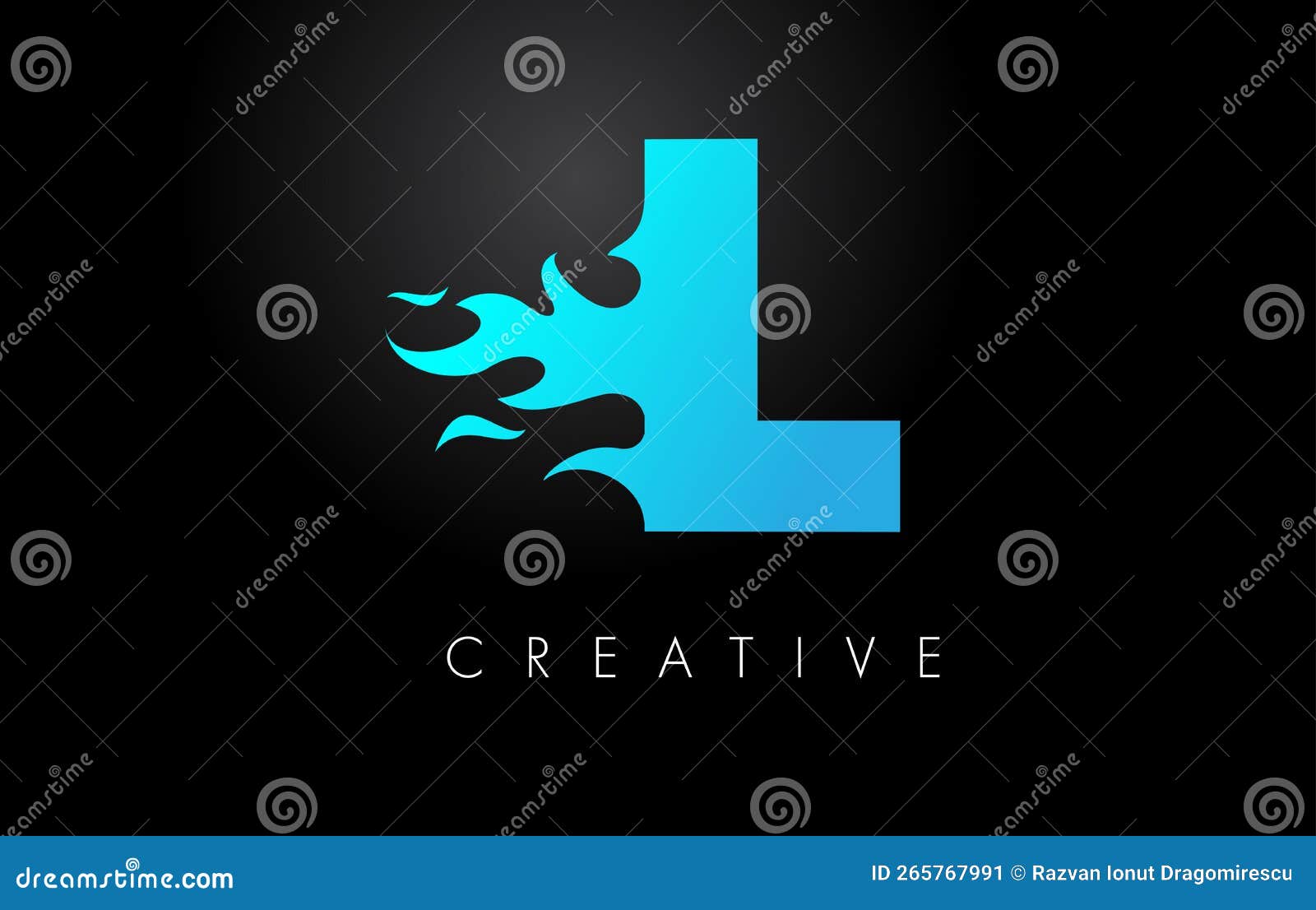 Blue Fire Blue L Letter Flame Logo Design. Fire Logo Lettering Concept ...