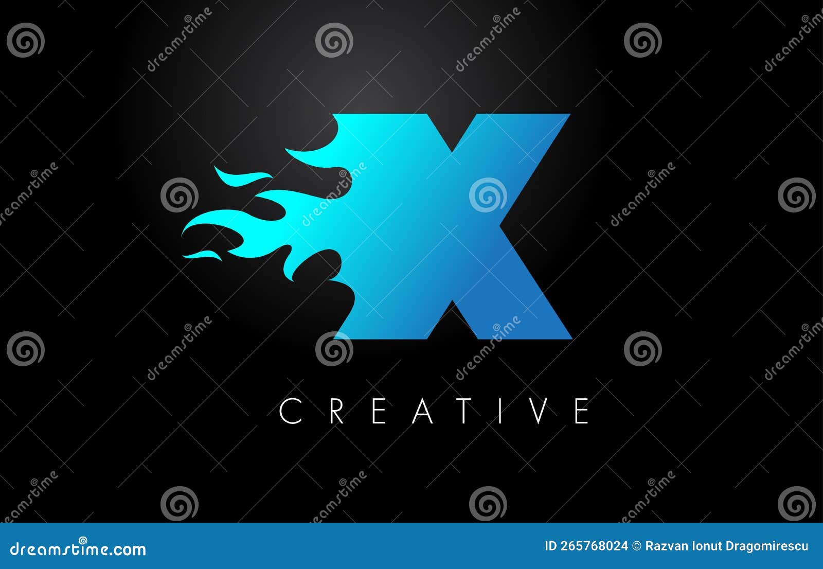 Blue Fire Blue X Letter Flame Logo Design. Fire Logo Lettering Concept ...