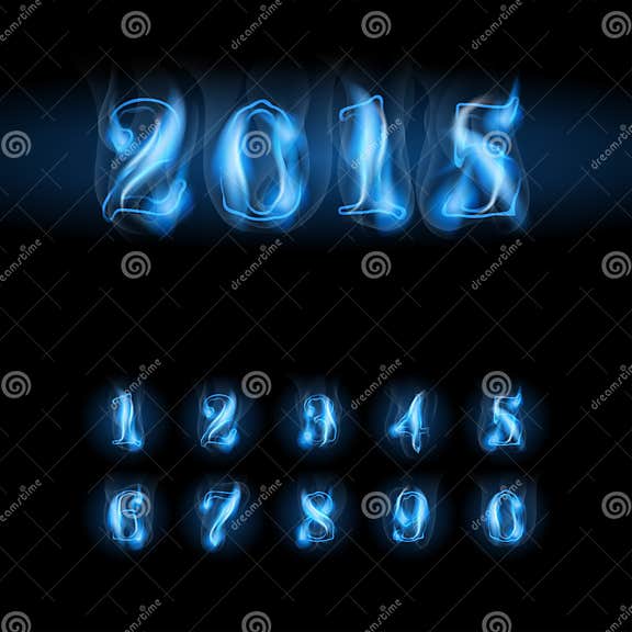 Blue fire numbers stock vector. Illustration of black - 42918993