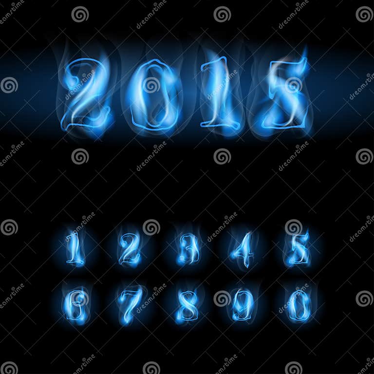 Blue fire numbers stock vector. Illustration of black - 42918993