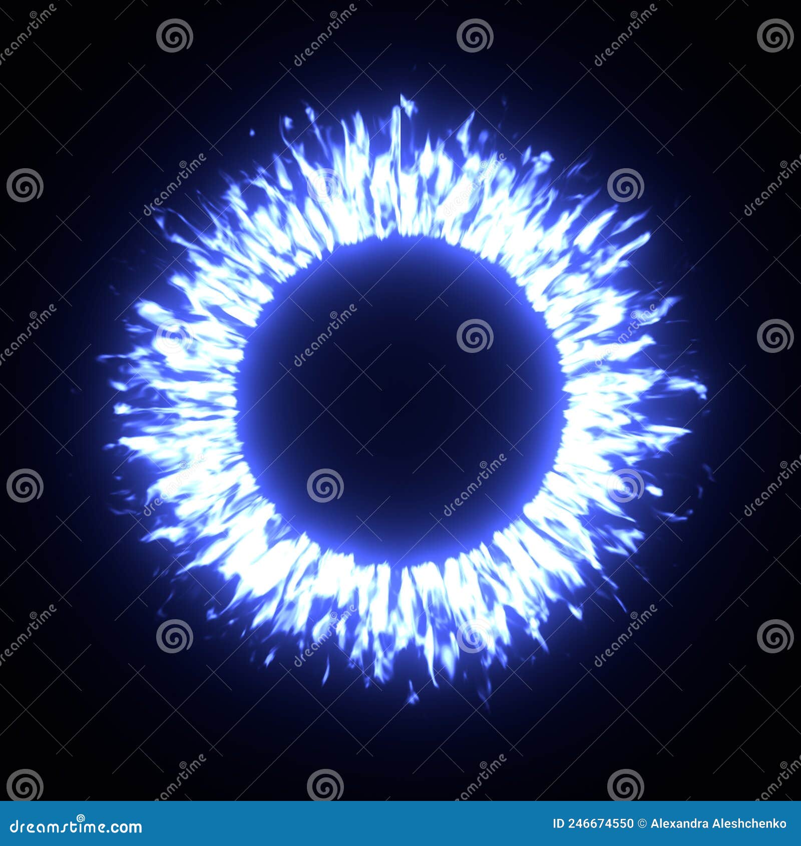 Blue Fire Ring on Black Background. Stock Illustration - Illustration ...