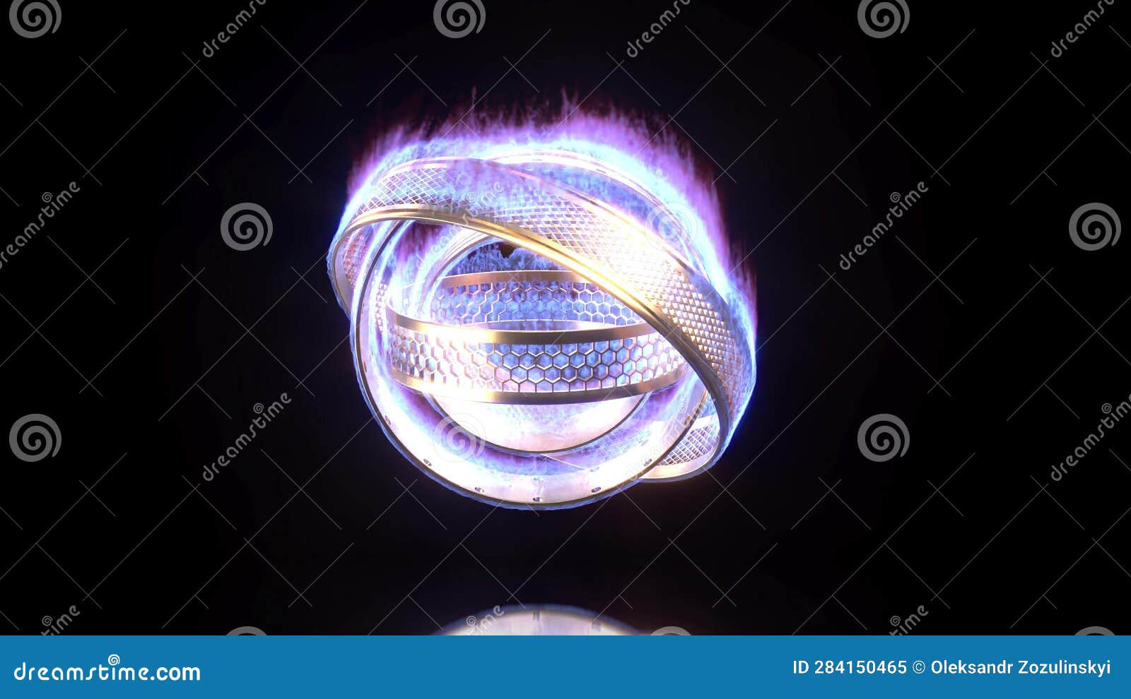 Blue fire rings intro 3d stock illustration. Illustration of smoke ...