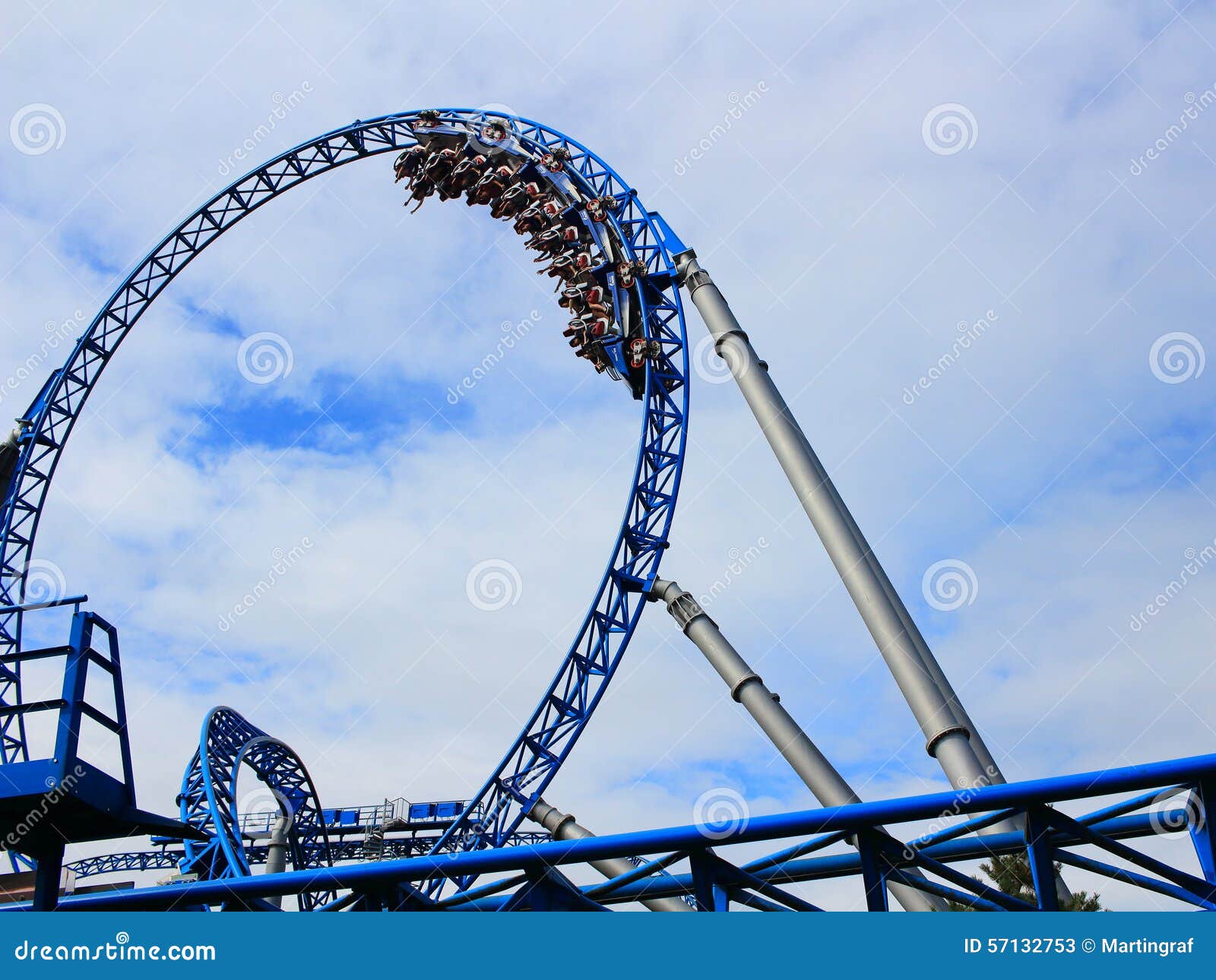 Blue Fire Roller Coaster Loop Editorial Stock Photo - Image of ...