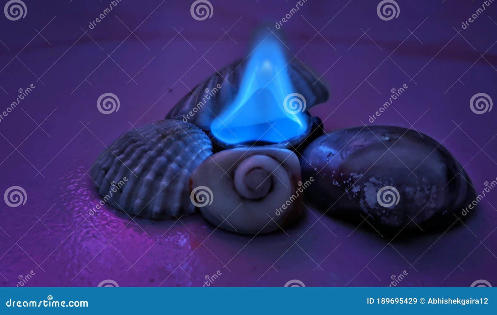 Blue Fire on Shells Dark Photography Stock Image - Image of dark, fire ...