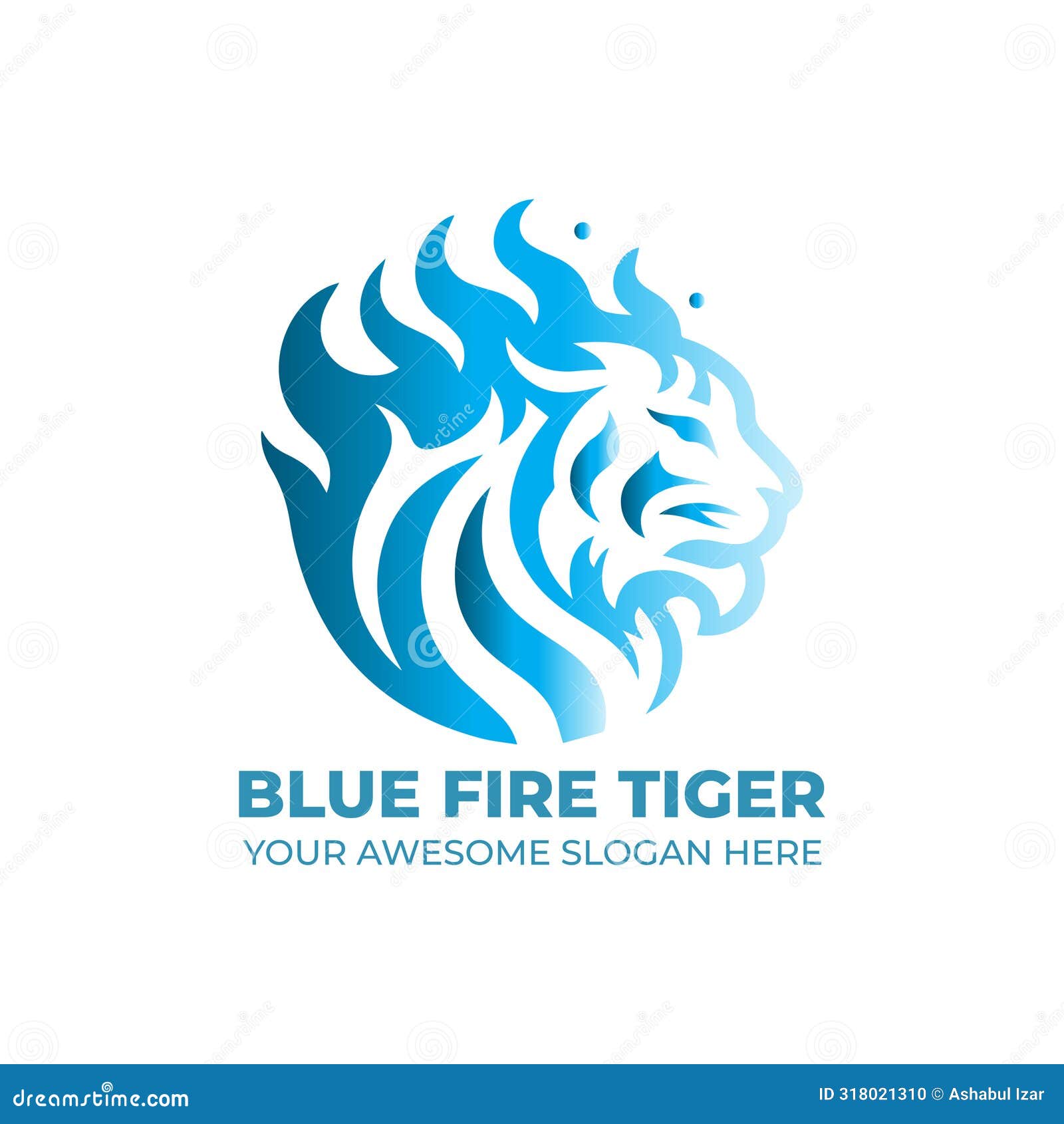 Blue Fire of Tiger Logo Design 4 Stock Illustration - Illustration of ...