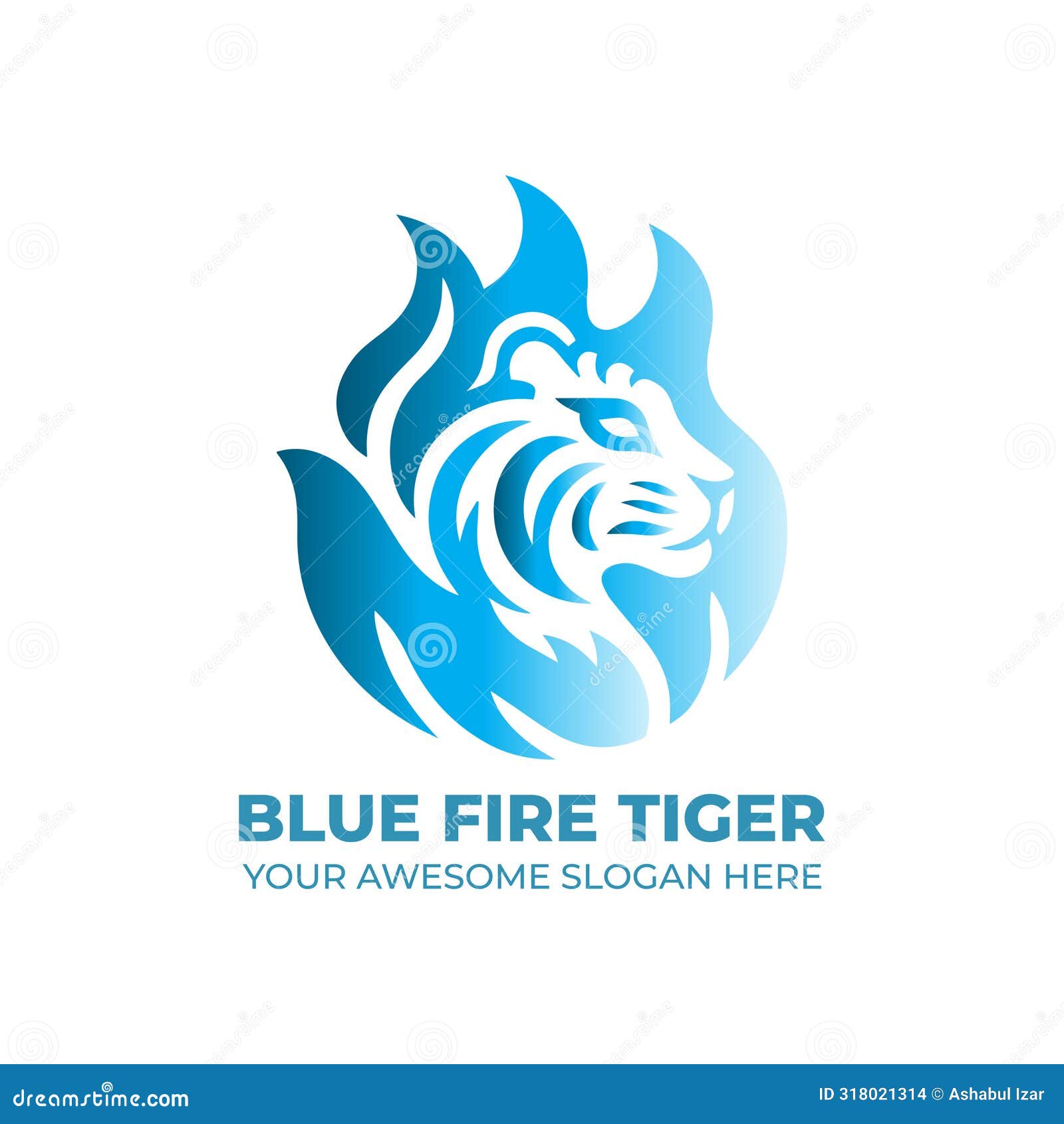 Blue Fire of Tiger Logo Design 3 Stock Illustration - Illustration of ...