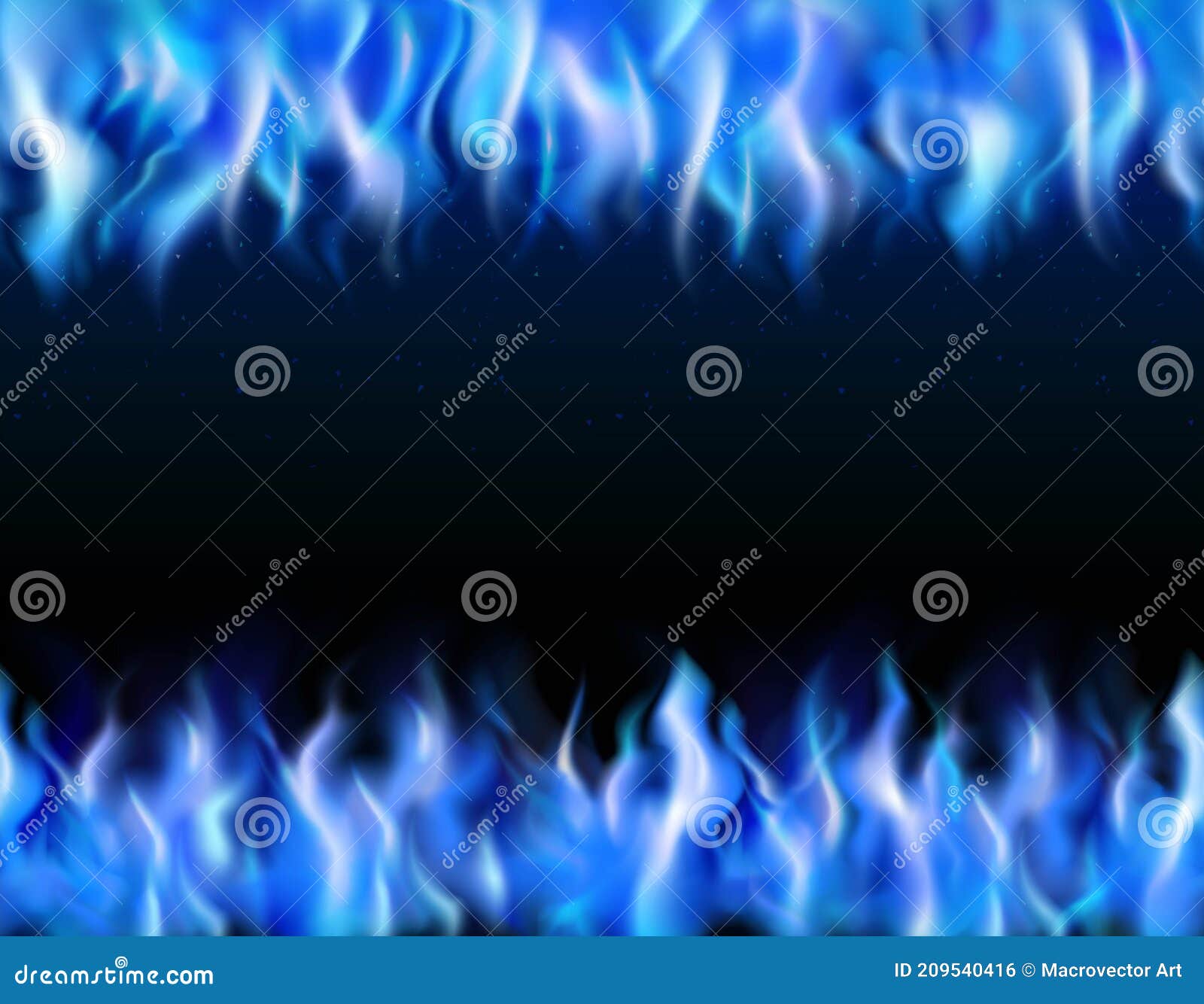 Blue Fire Tileable Borders stock vector. Illustration of destruction ...