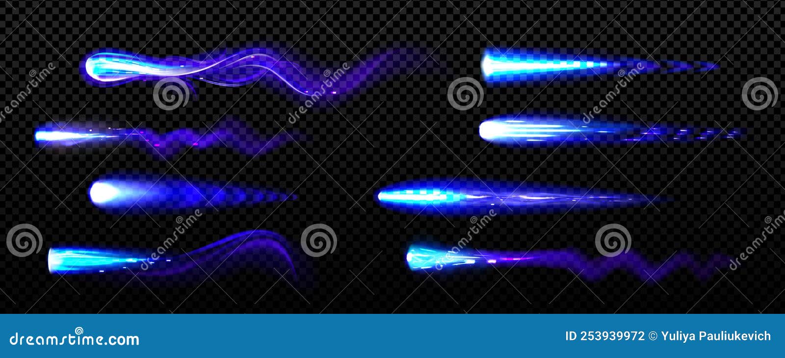 Blue Fire Trails of Flying Jet or Rocket Stock Vector - Illustration of ...