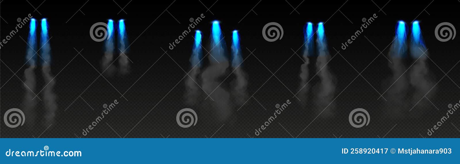 Blue Fire Trails of Jet or Rocket Flight Stock Vector - Illustration of ...
