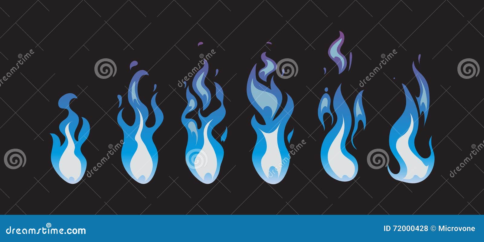 Blue Fire Vector Animation Sprites, Flames Stock Vector - Illustration ...