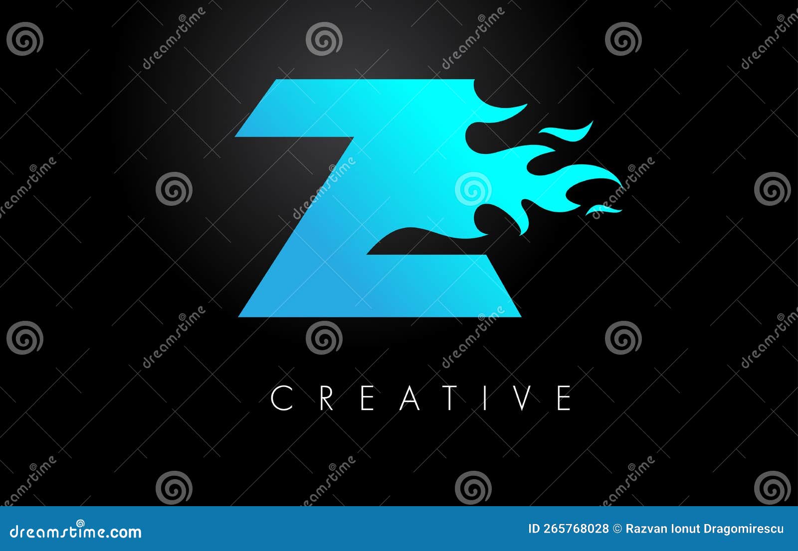 Blue Fire Blue Z Letter Flame Logo Design. Fire Logo Lettering Concept ...