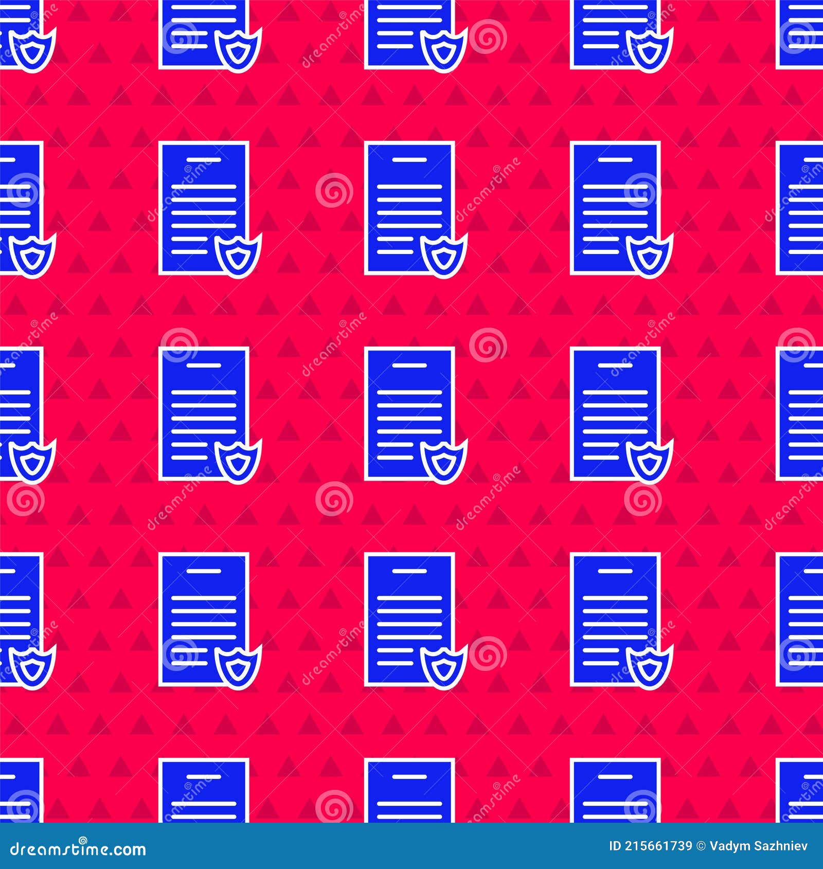 Blue Firearms License Certificate Icon Isolated Seamless Pattern on Red ...