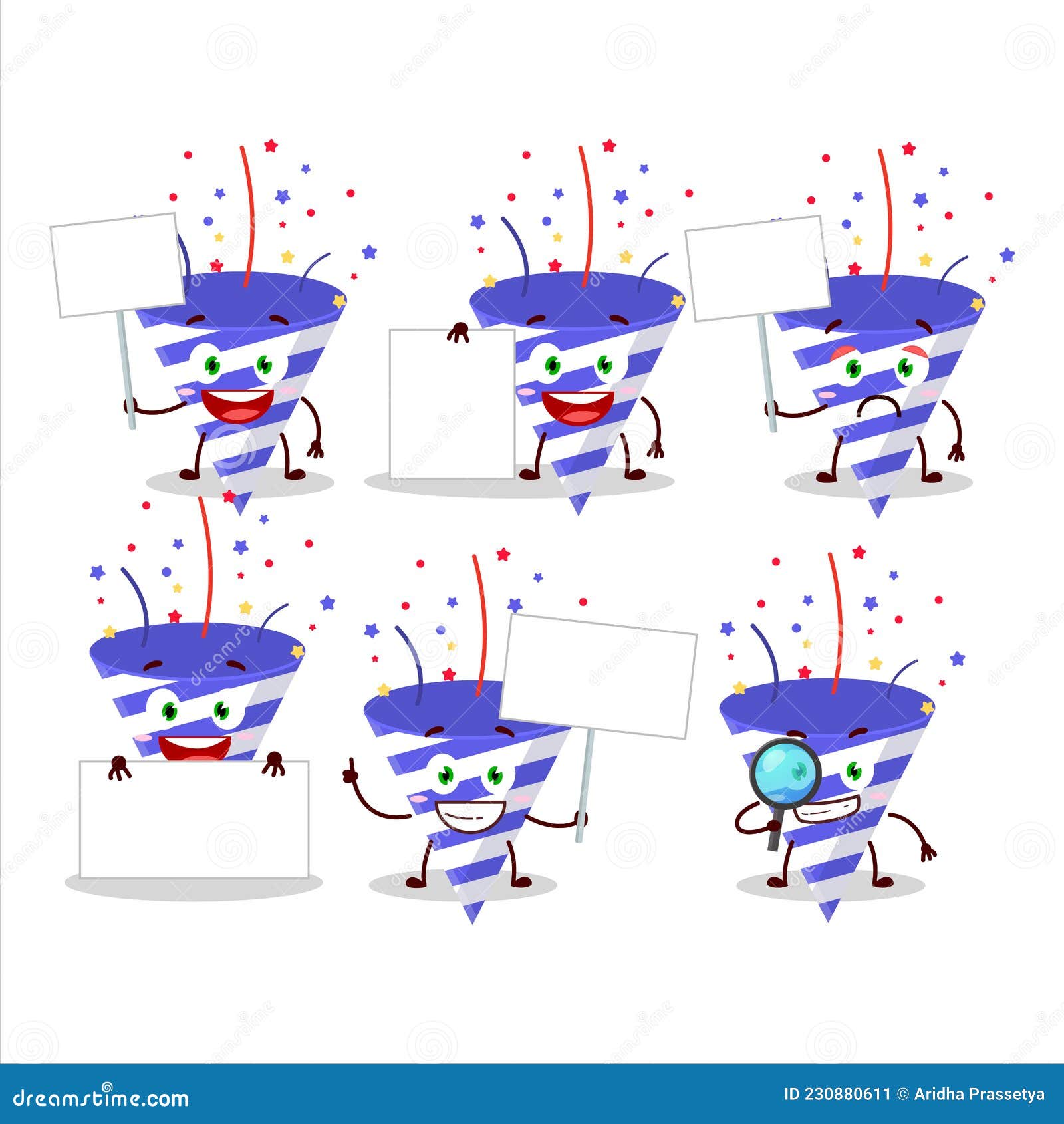 Blue Firecracker Cartoon Character Bring Information Board Stock Vector ...