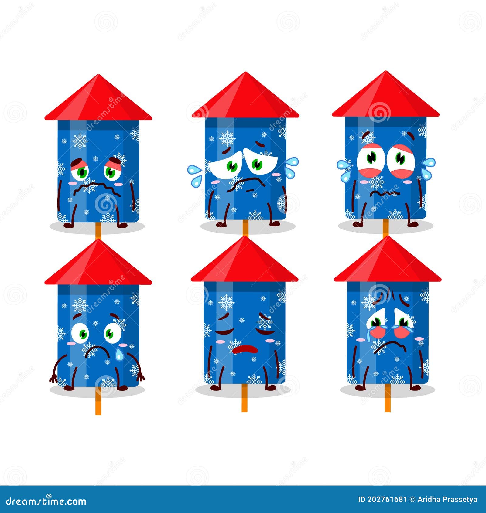 Blue Firecracker Cartoon Character with Sad Expression Stock Vector ...